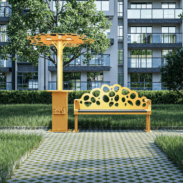 Banca Luma – Design organic cu iluminare LED și panou solar integrat