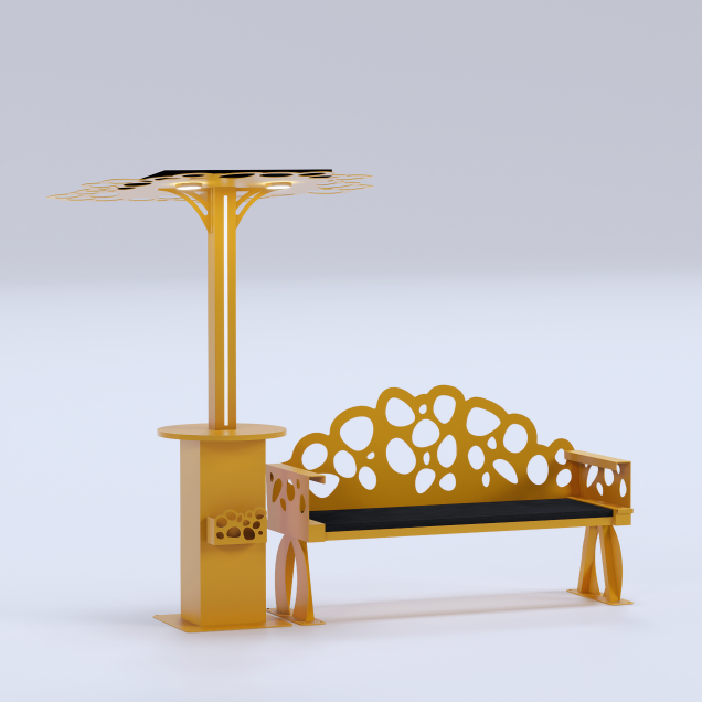 Banca Lyra – Design sculptural cu iluminare LED solară pentru spații ...